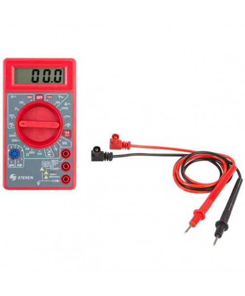 Multímetro digital básico compacto rojo marca Steren | Cad Toner. El ...
