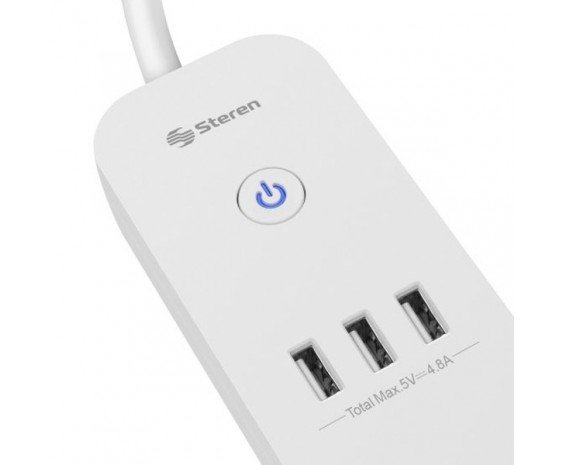 Multicontacto Wi-Fi de 4 salidas horizontales y triple cargador USB ...