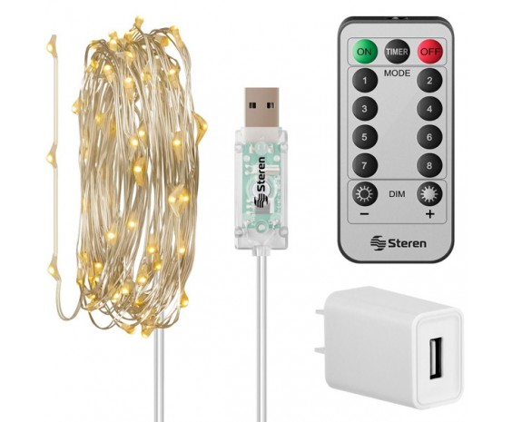Serie LED USB Cálida de 9,6 m con Control Remoto marca Steren | Cad ...