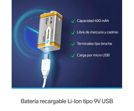 Batería Recargable USB Tipo 9v | Cad Toner. El Más Grande!