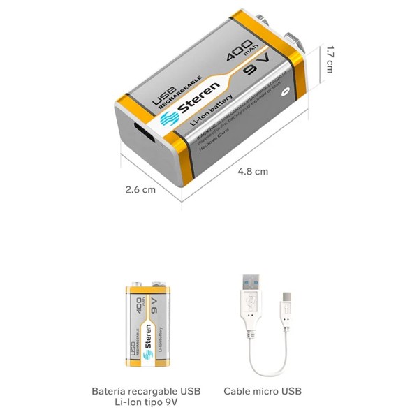 Batería Recargable USB Tipo 9v | Cad Toner. El Más Grande!